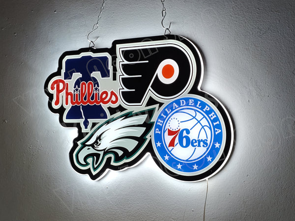 Philadelphia Eagles Flyers 76ers Phillies 2D LED Neon Sign Light Lamp ...