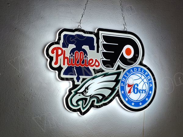 Philadelphia Eagles Flyers 76ers Phillies 2D LED Neon Sign Light Lamp ...