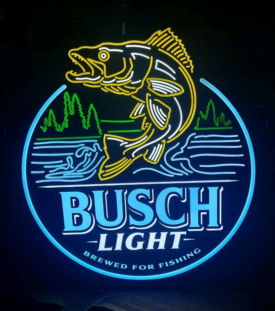Busch Light Beer Bass Fish LED Neon Sign Light Lamp With Dimmer Versio ...