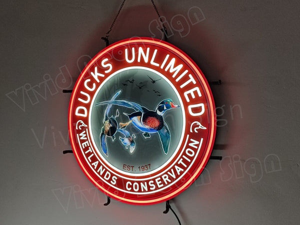 Ducks Unlimted Wetlands Conservation LED Neon Sign Light Lamp With Dim ...