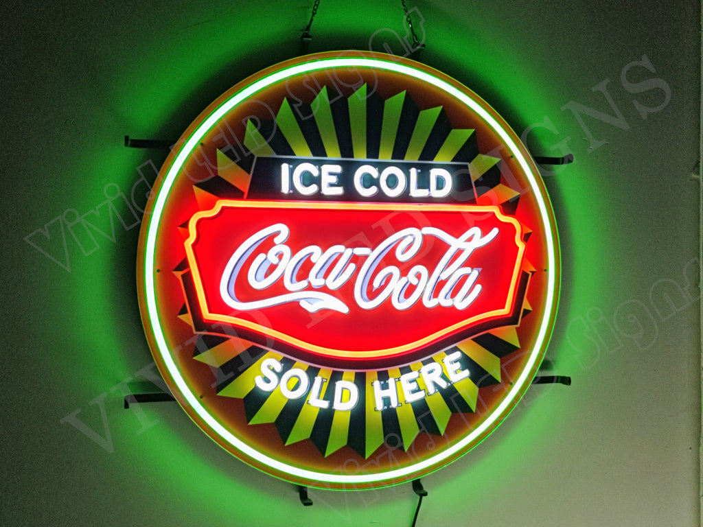 Ice Cold Drink Coca Cola Sold Here LED Neon Sign Light Lamp – neonsign.us