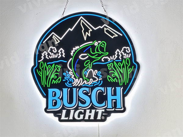 Busch Light Fishing Mountain 2D LED Neon Sign Light Lamp – neonsign.us