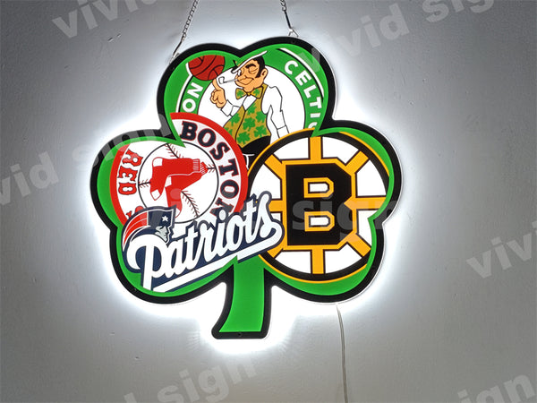 Boston Irish Sport Teams Patriots Celtics Red Sox Bruins 3D LED Neon S ...