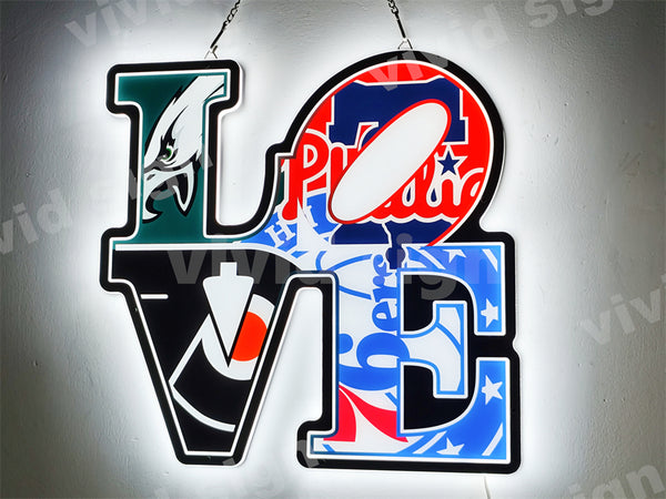 LOVE Philly Philadelphia Sport Teams Fan Logo 3D LED Neon Sign Light L ...