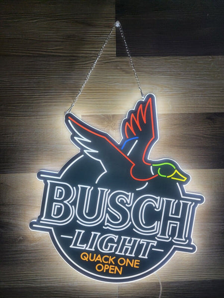 Busch Light Beer Flying Duck Quack On LED Neon Sign Light Lamp ...