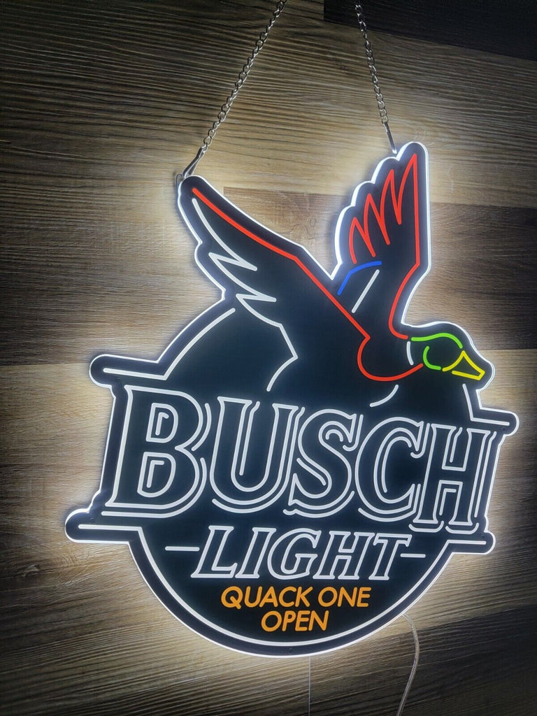 Busch Light Beer Flying Duck Quack On LED Neon Sign Light Lamp ...