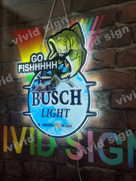 Go Fish Busch Light 2D LED Neon Sign Light Lamp – neonsign.us