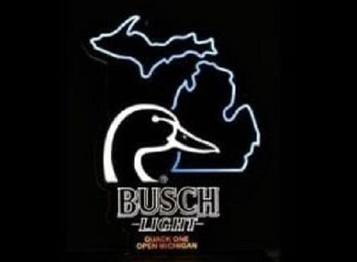 Busch Light Beer Flying Duck Ducks Michigan State LED Neon Sign Light ...