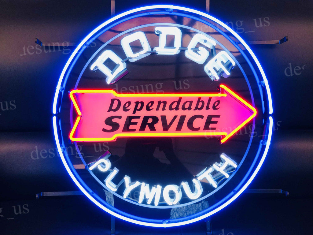 Dodge Dependable Service Plymouth Garage Neon Light Sign Lamp – neonsign.us