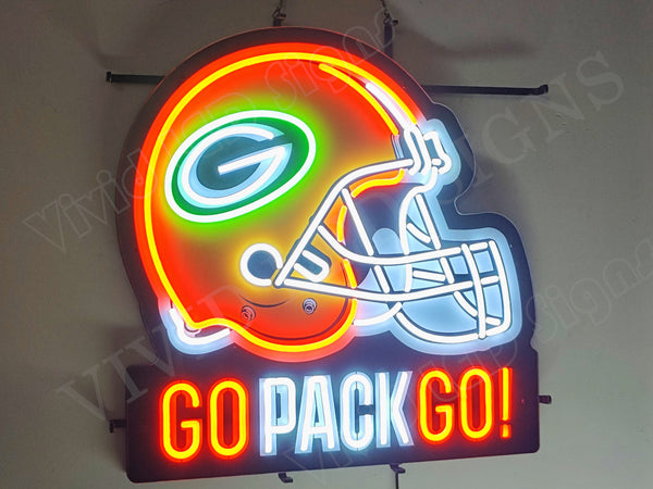 Green Bay Packer Helmet Go Pack Go LED Neon Sign Light Lamp – neonsign.us