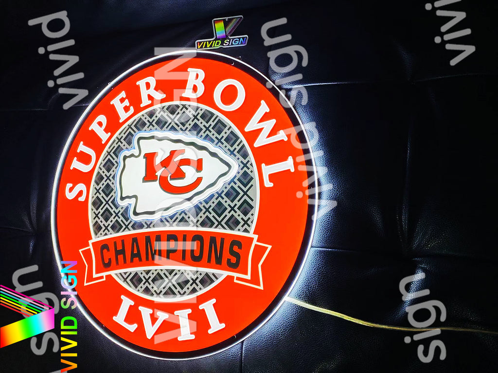 Kansas City Chiefs Super Bowl LVII Champions 3D LED Neon Sign Light La ...