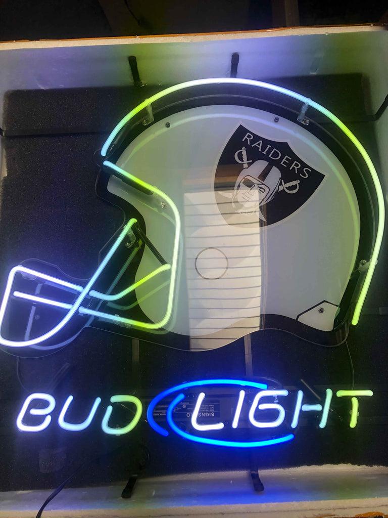 Las Vegas Raiders Helmet Bud Light Beer Bar Neon Sign Light Lamp ...