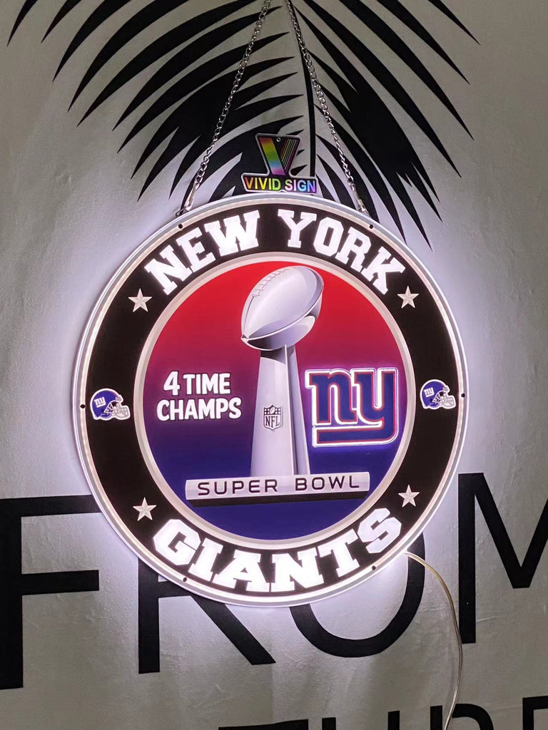 New York Giants Logo 4 Times Super Bowl Champions 3D LED Neon Sign Lig ...