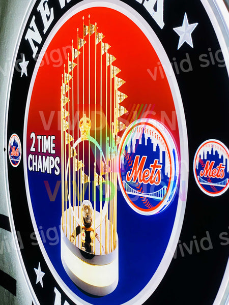 New York Mets 2 Time Champions Baseball 3D LED Neon Sign Light Lamp ...