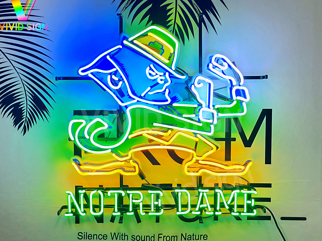 Notre Dame Fighting Irish Mascot Logo Neon Light Lamp Sign HD Vivid Pr ...