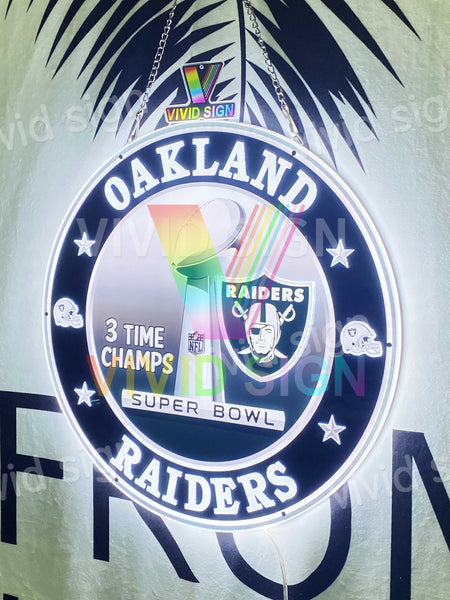 Oakland Raiders Super Bowl Championship 3D LED Neon Sign Light Lamp ...