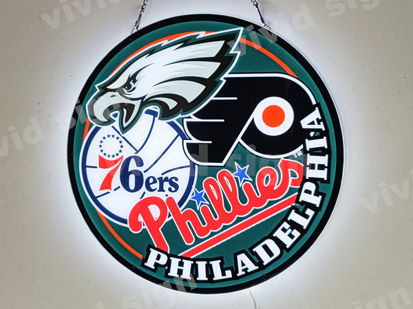 Philadelphia Eagles & 76Ers &Phillies & Flyers Team 3D LED Neon Sign L ...
