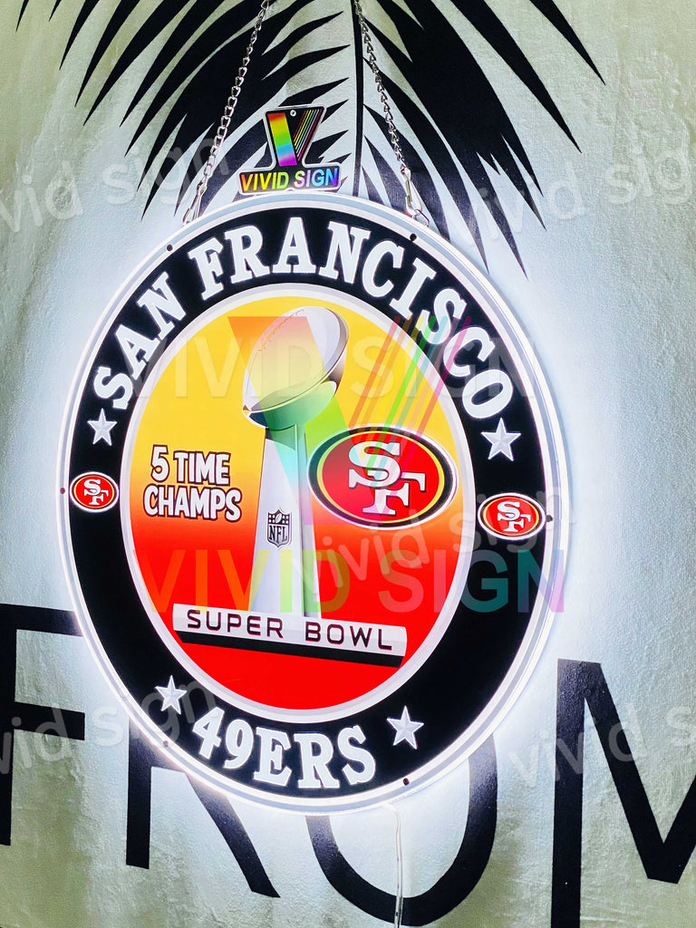 San Francisco 49ers 5 Time Super Bowl Championship 3D LED Neon Sign Li ...